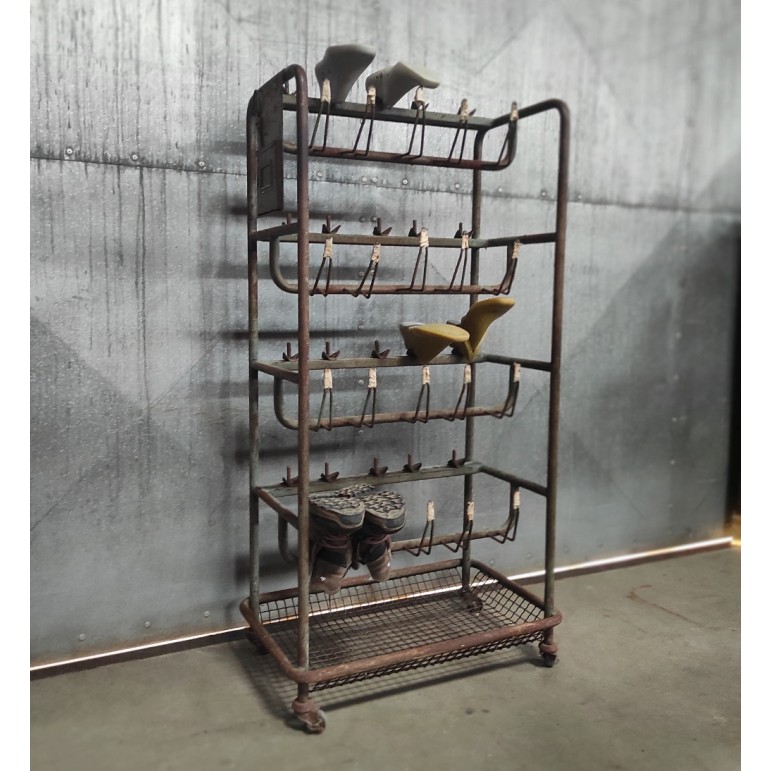 Industrieel Rolrek Schoenrek Schoenkast Metaal Mancave