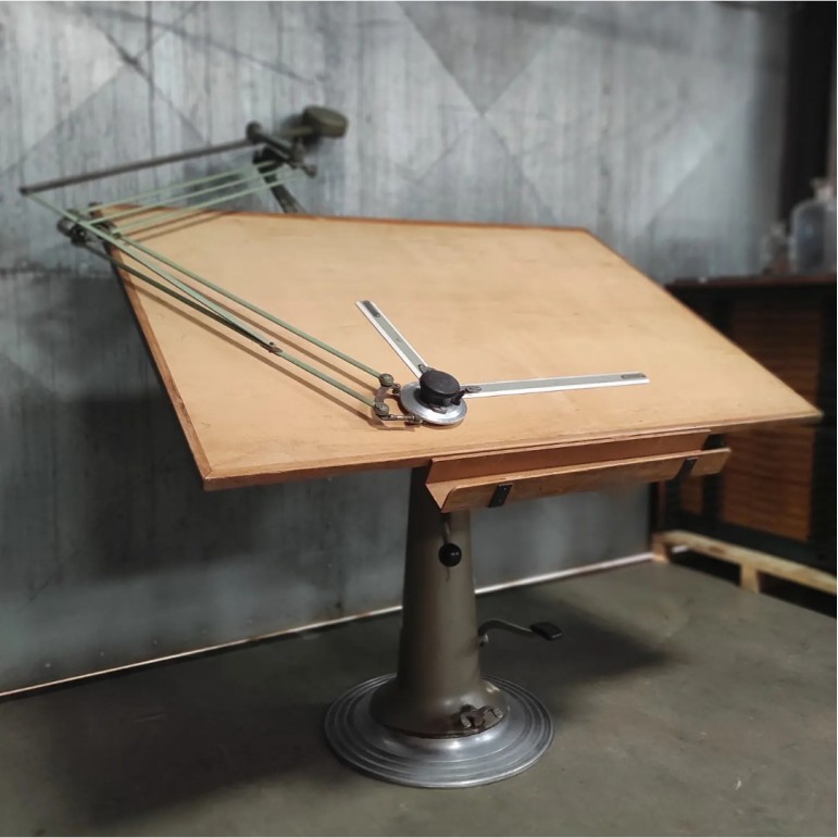 1950s Nike Eskilstuna Sweden Tekentafel Drafting Table Hydraulic System
